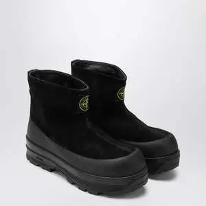 Stone Island Suede Ankle Boots With Logo Detail