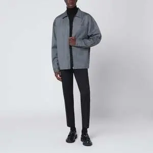 Prada Gray Wool Overshirt With Zip