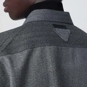 Prada Gray Wool Overshirt With Zip