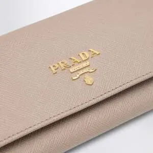 Prada Saffiano Wallet In Powder And Gold