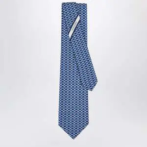 FERRAGAMO Gancini Print Silk Tie