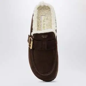 Prada Suede Shearling Lined Clogs