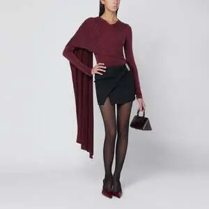 Andamane Bodysuit With Draped Cape Effect - Burgundy