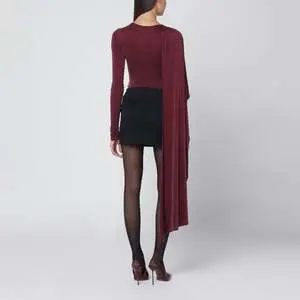 Andamane Bodysuit With Draped Cape Effect - Burgundy