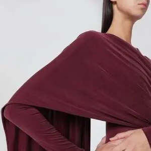 Andamane Bodysuit With Draped Cape Effect - Burgundy