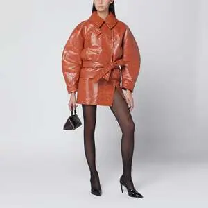 Andamane Faux Leather Belted Jacket