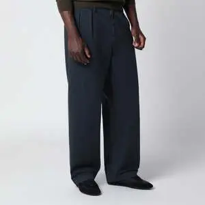 Prada Cotton Pleated Trousers - Blue