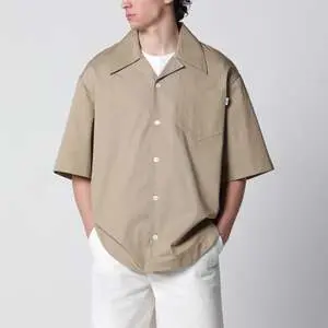 AMI Paris Taupe Cotton Bowling Shirt