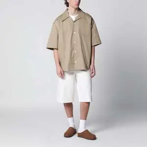 AMI Paris Taupe Cotton Bowling Shirt