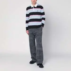 Prada Striped Polo In Silk And Cotton