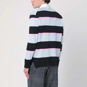 Prada Striped Polo In Silk And Cotton
