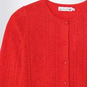 Bonpoint Cashmere Cardigan With Cherry Embroidery