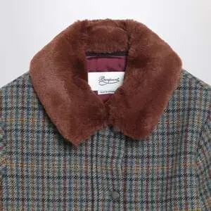 Bonpoint Quilted Wool Coat With Checked Pattern