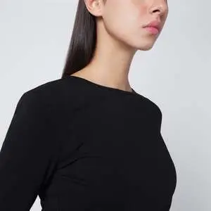 ENTIRE STUDIOS Cotton-blend Crewneck Top - Black