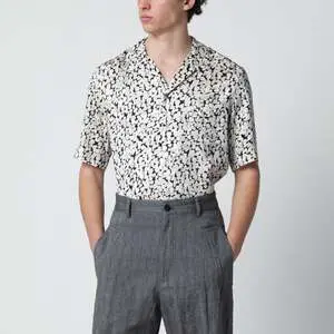 Dries Van Noten Viscose Shirt With Black/ecru Pattern - White