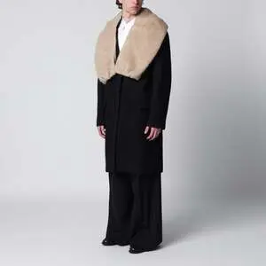 Dries Van Noten Single-breasted Coat With Removable Mohair Collar