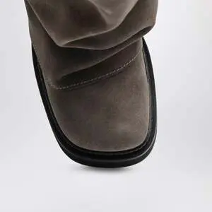 Attico Taupe Suede Combat Boots - Beige