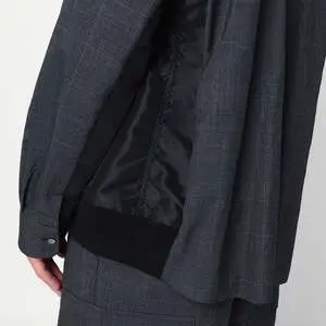 Sacai Gray Plaid Wool Shirt Jacket