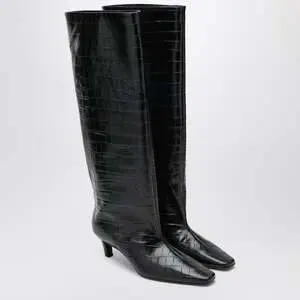 TOTEME Croc-embossed High Shaft Leather Boots