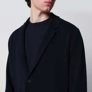 ROBERTO COLLINA Navy Cotton Cardigan Jacket - Blue