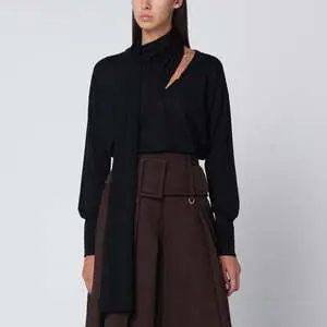 ROBERTO COLLINA Wool V-neck Sweater With Detachable Scarf