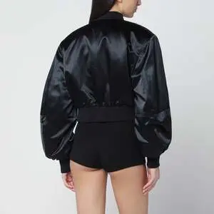 Attico Shiny Cropped Bomber Jacket