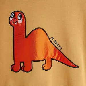 MINI RODINI Crewneck Sweatshirt With Dino Appliqu - Beige