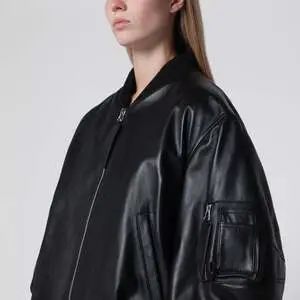Attico Anja Leather Bomber Jacket