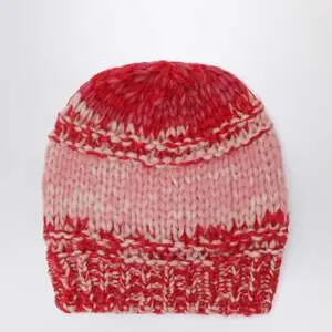 ROBERTO COLLINA Pink Mouliné-effect Beanie - Red