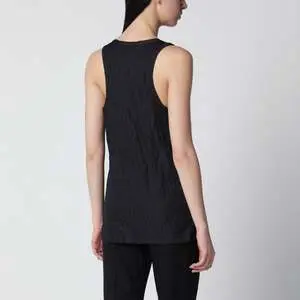 TOTEME Crinkled Cotton Tank Top - Black