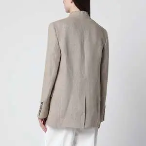 TOTEME Frayed Lapel Natural Linen Blazer - Beige