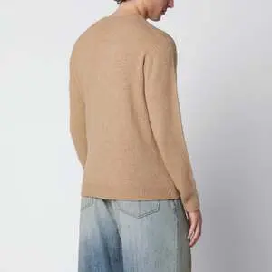 ROBERTO COLLINA Camel Wool-blend Crew Neck Sweater - Beige