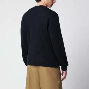 ROBERTO COLLINA Navy Merino Wool Blend Crew Neck Sweater - Blue