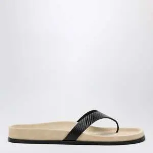 TOTEME Lizard-effect Leather Flip-flops - Black