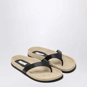 TOTEME Lizard-effect Leather Flip-flops - Black