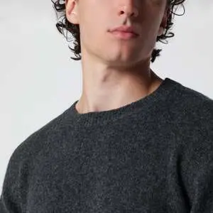 ROBERTO COLLINA Anthracite Wool-blend Crew Neck Sweater