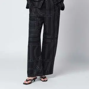 TOTEME Silk Monogram Trousers - Black