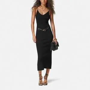 Versace Knitted Midi Dress With Safety Pin Hardware