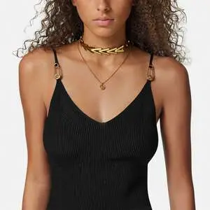 Versace Knitted Midi Dress With Safety Pin Hardware