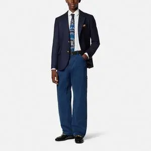 Versace Petrol Cotton Carpenter Trousers