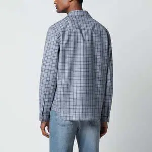 Versace Light Blue Zip-up Checked Shirt