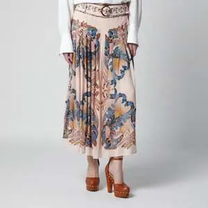 Farm Rio Pleated Midi Skirt - Multicolor