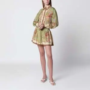 Zimmermann Khaki Floral Silk Relaxed Shorts - Multicolor