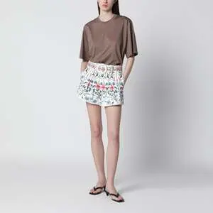 Farm Rio High-waisted Floral Print Shorts With Belted Waist