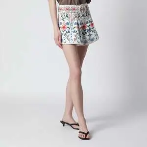 Farm Rio High-waisted Floral Print Shorts With Belted Waist