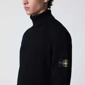 Stone Island Ribbed Turtleneck Sweater - Blue