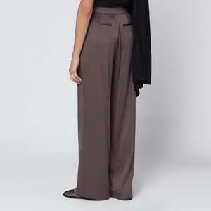 Simkhai Wide Leg Trousers In Chocolate Satin - Brown
