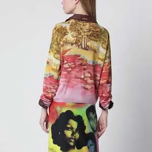 Versace Printed Silk Knit Cardigan - Multicolor