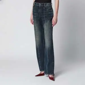 Versace Washed Regular-fit Cotton Jeans In Dark Denim