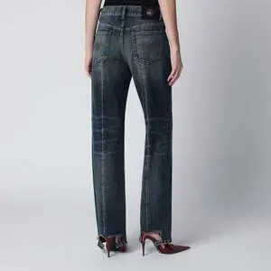 Versace Washed Regular-fit Cotton Jeans In Dark Denim